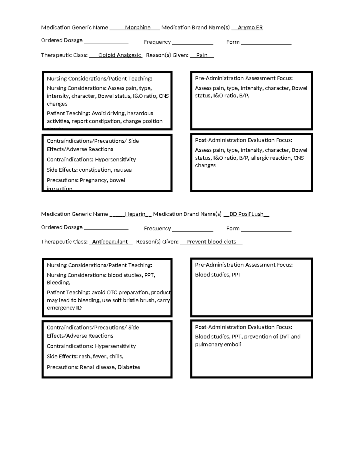 Med Card Template - Practice Medication cards - Medication Generic Name ...