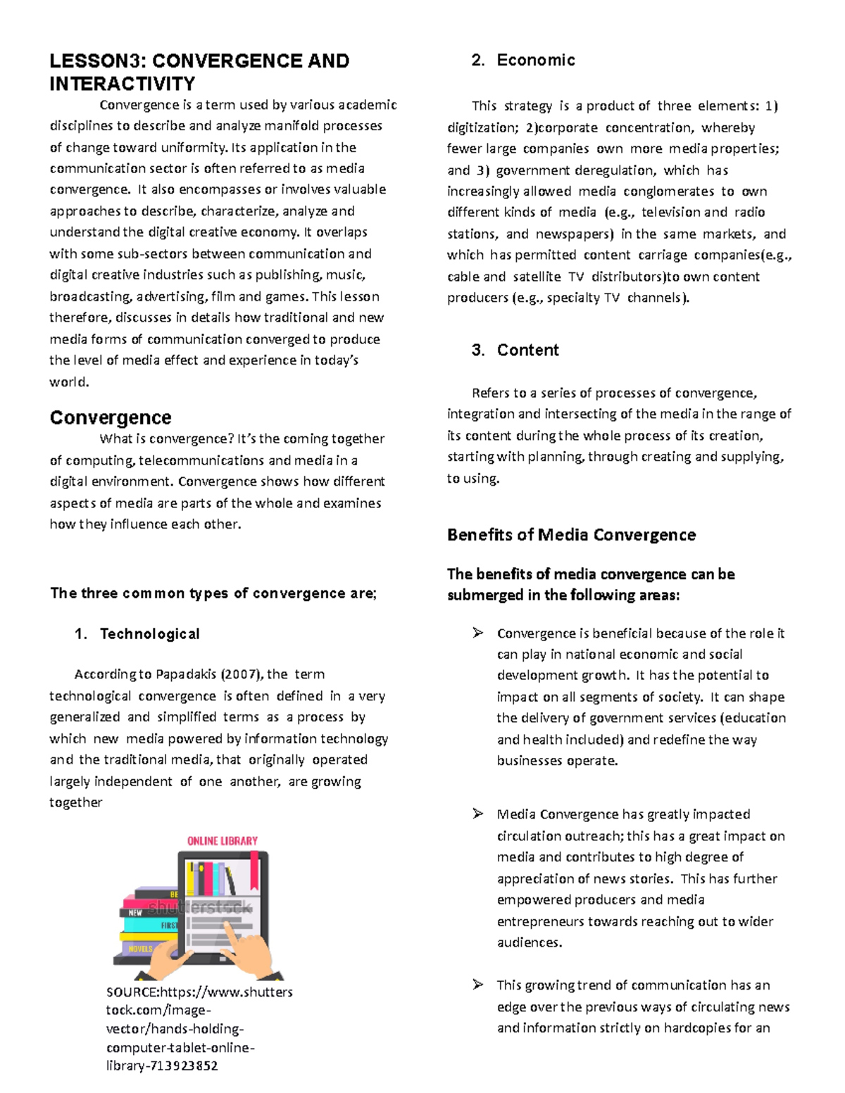 Living in the IT Era - LESSON3: CONVERGENCE AND INTERACTIVITY ...