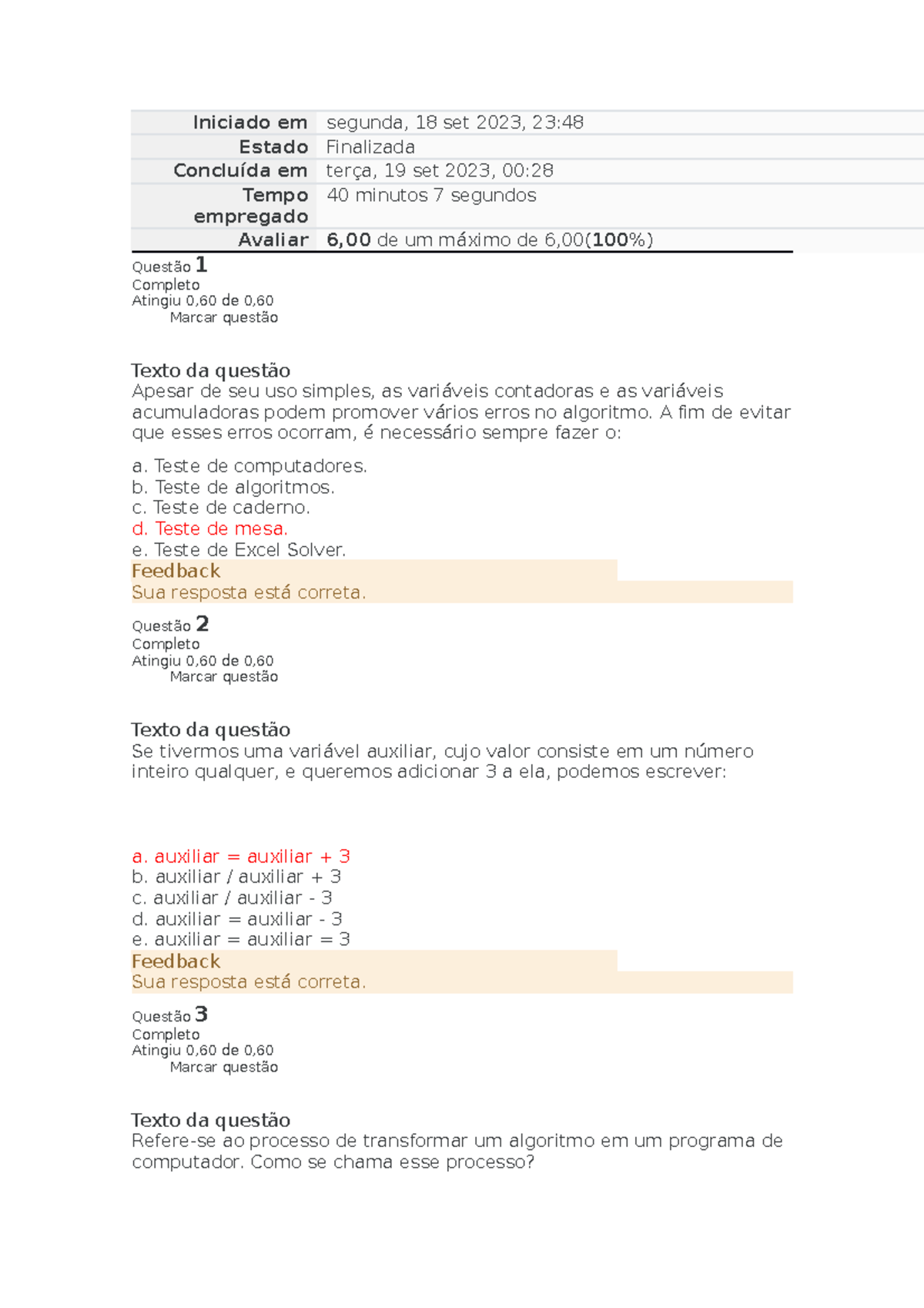Algoritimo final - prova - Iniciado em segunda, 18 set 2023, 23: Estado ...