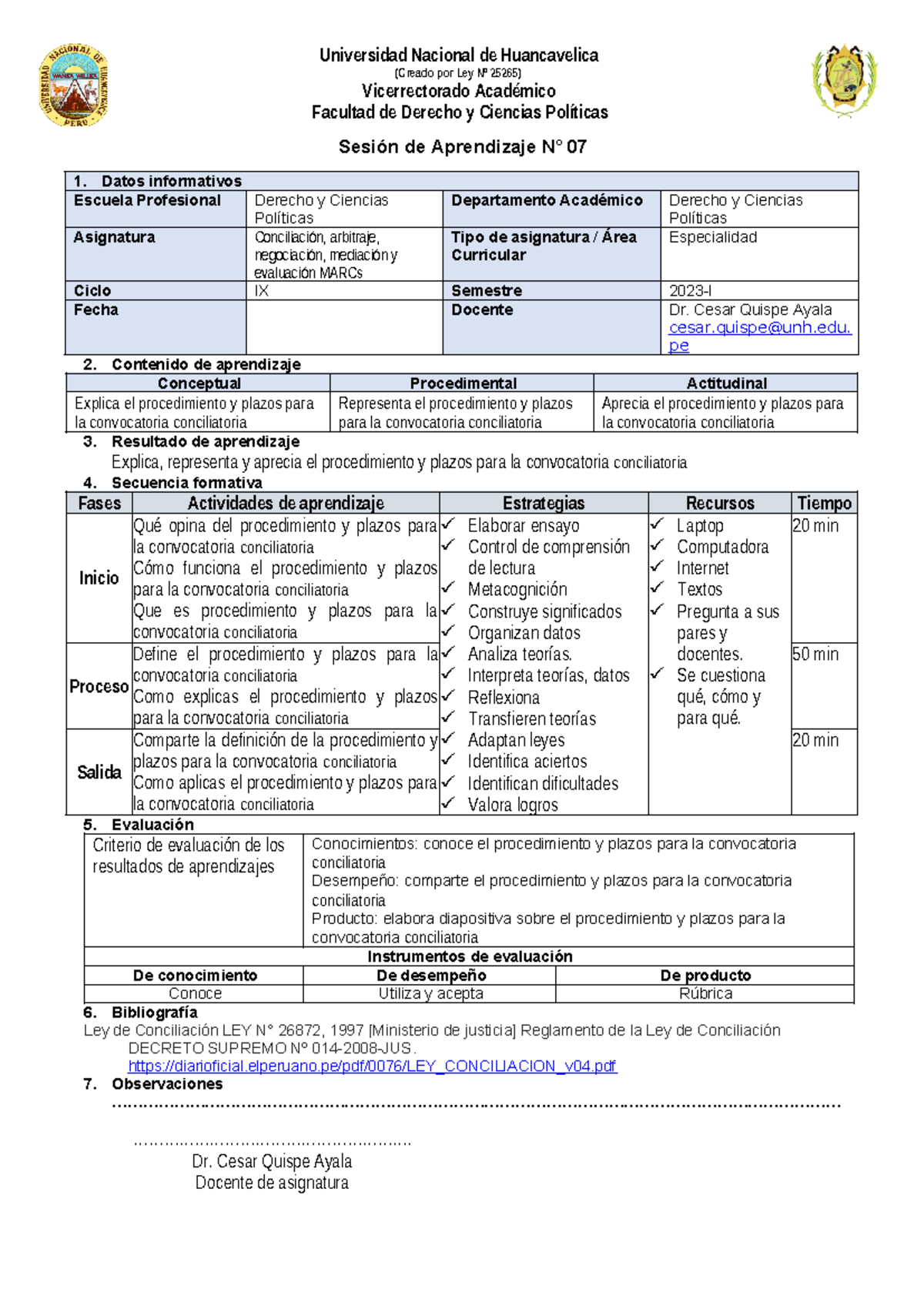 MARCs 7 - MARC - Universidad Nacional de Huancavelica (Creado por Ley Nº 25265) Vicerrectorado ...