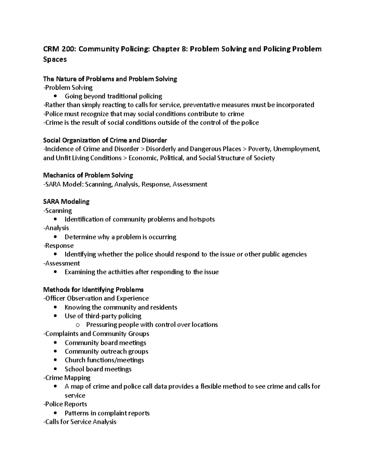 CRM 200 Community Policing Chapter 8 - CRM 200: Community Policing: Chapter 8: Problem Solving ...