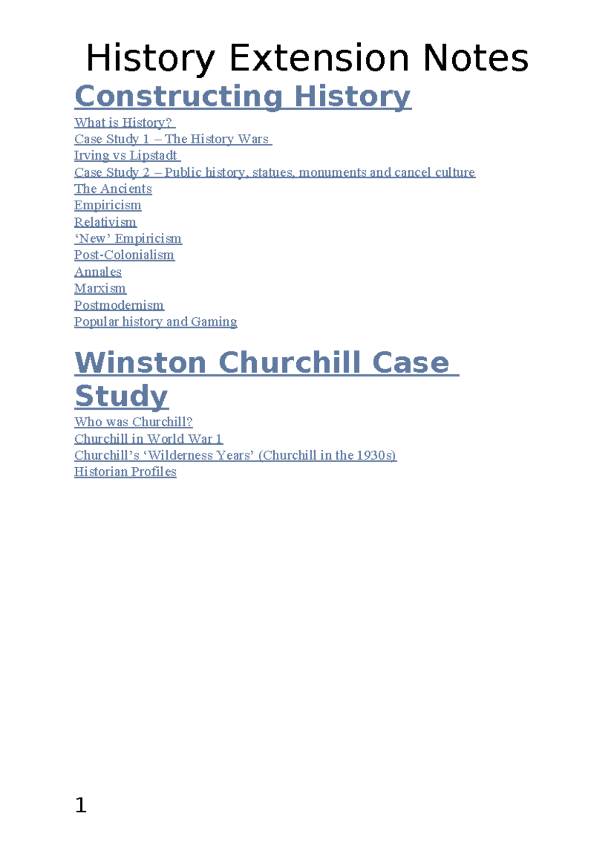 History Extension Notes - Constructing History What is History? Case ...