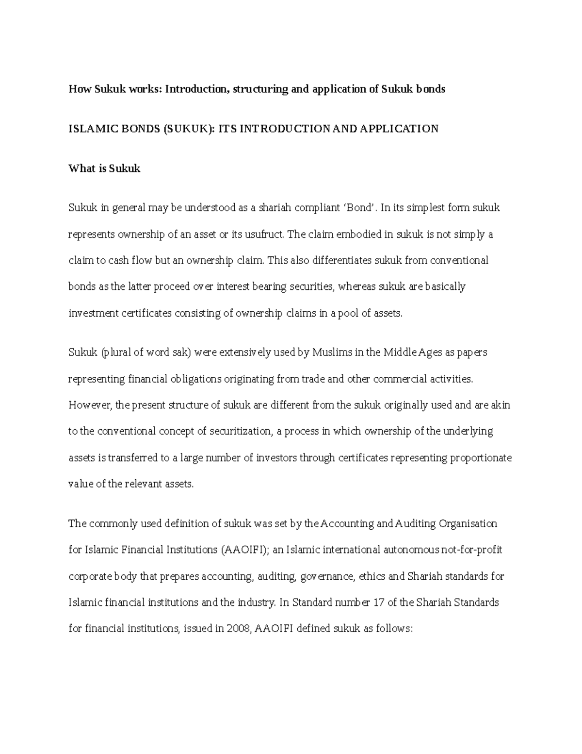 Sukuk.docx- class participation - How Sukuk works: Introduction ...