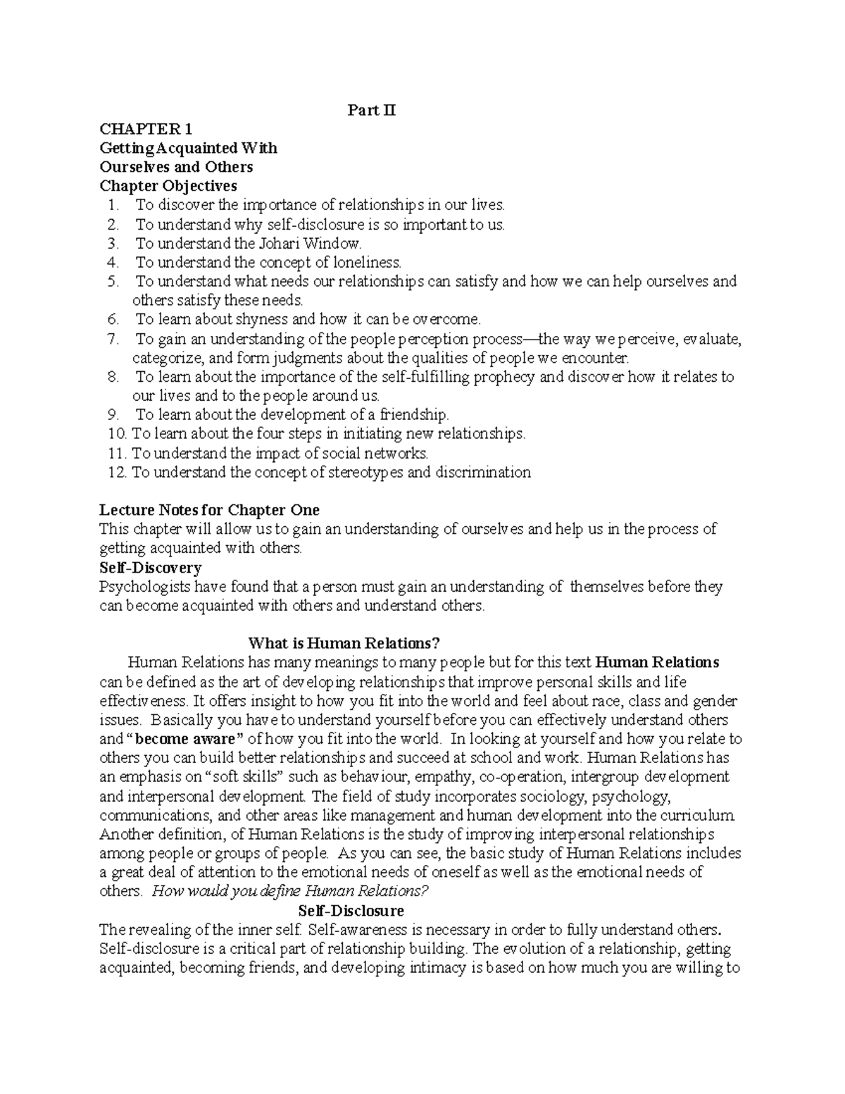 Chapter 1 Notes This Class Was Taught By Professor Gardner Part II