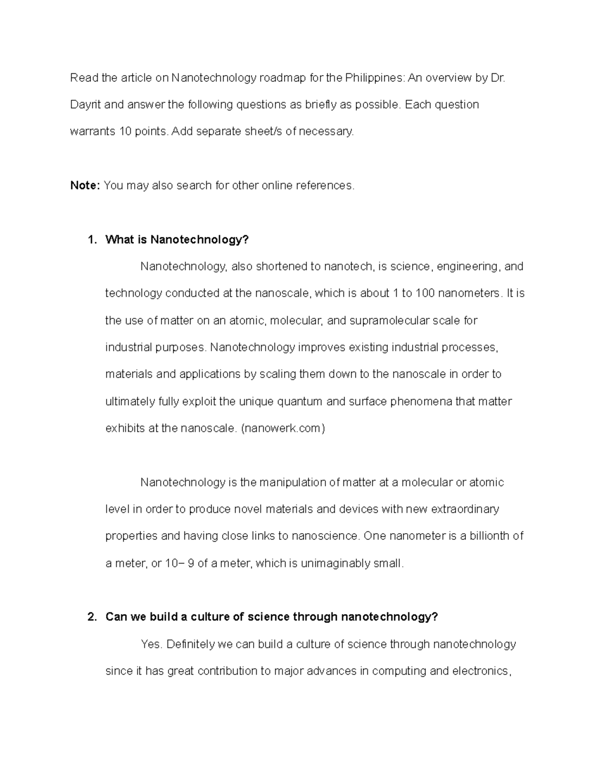 Science Technology and Society - Nanotechnology - Read the article on ...