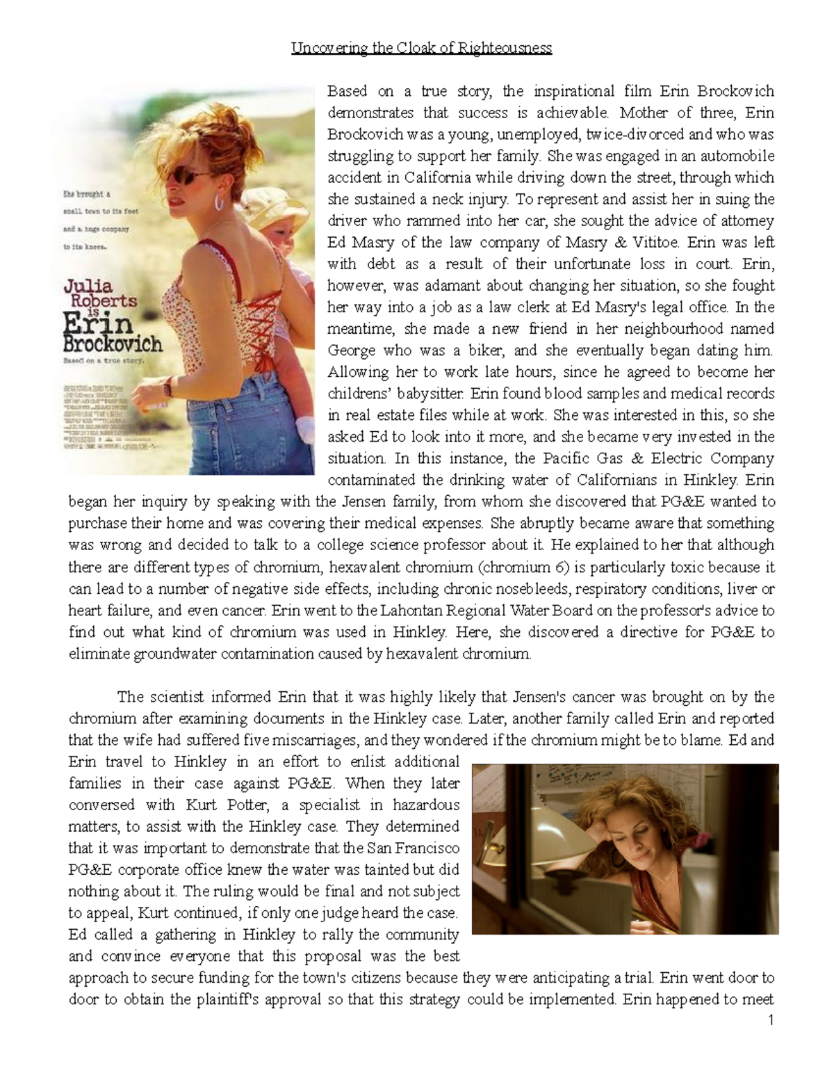 Movie Trilogy - Erin Brockovich - Unnati Parekh - Uncovering the Cloak ...