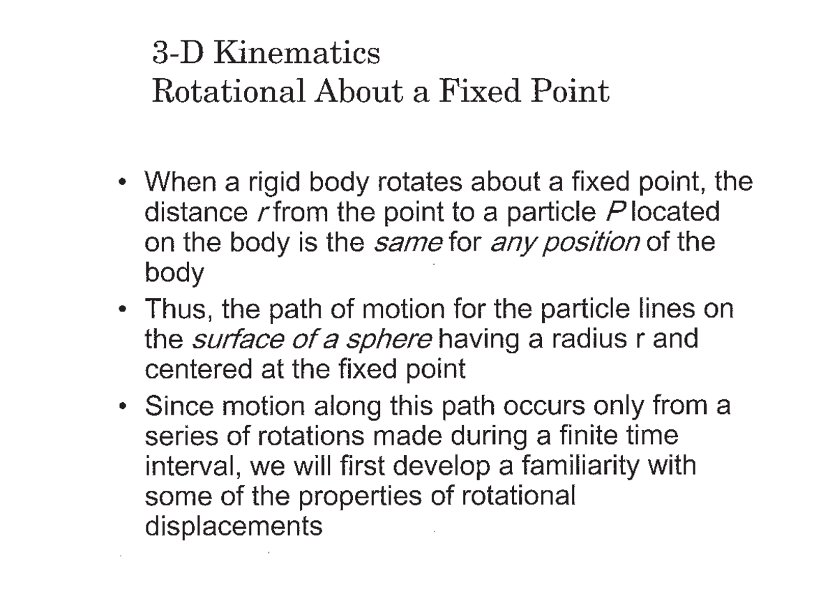 Lecture notes, lecture 3D Kinematics - AMME2500 - Studocu