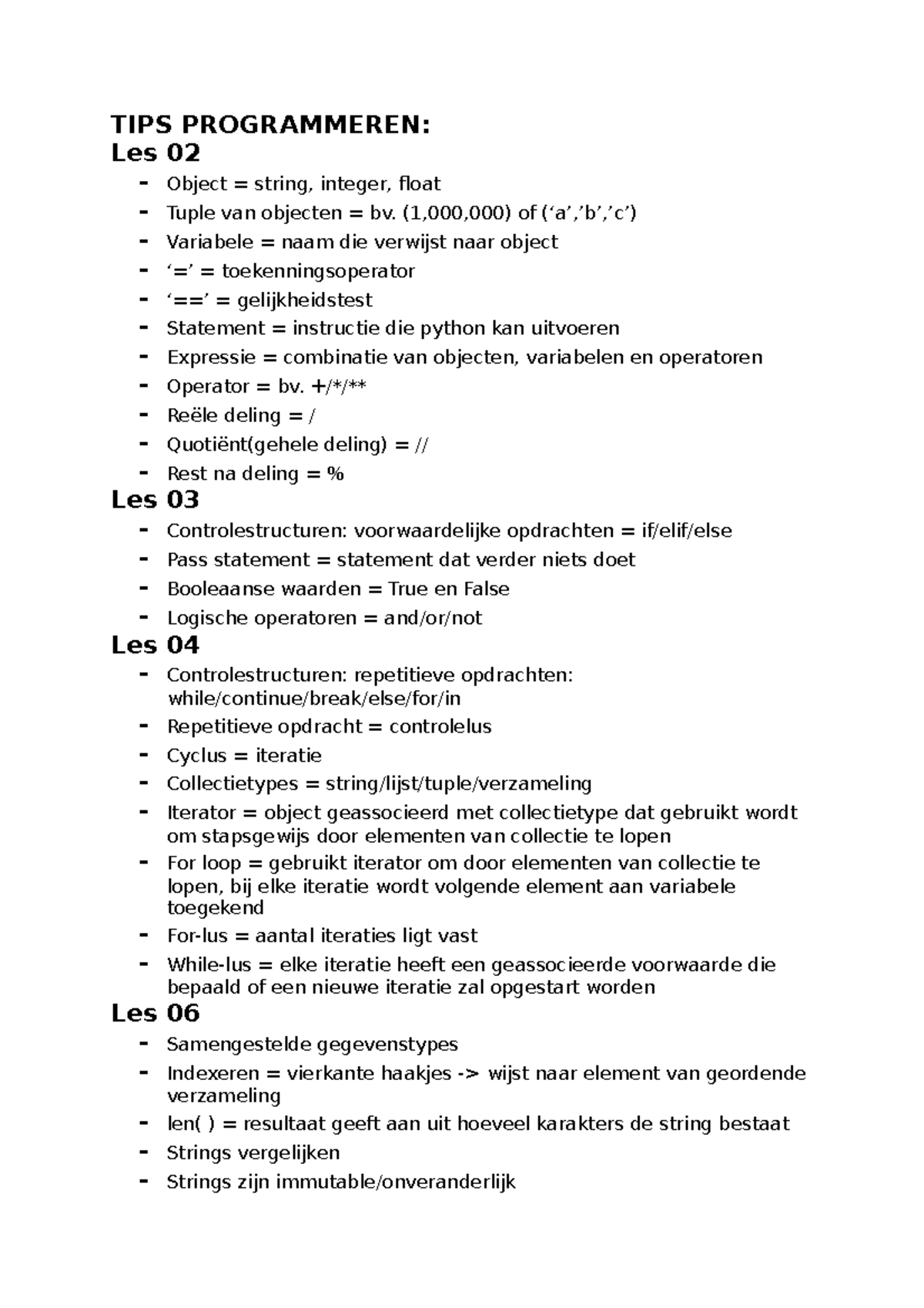 TIPS Programmeren les 1-13 - TIPS PROGRAMMEREN: Les 02 - Object ...