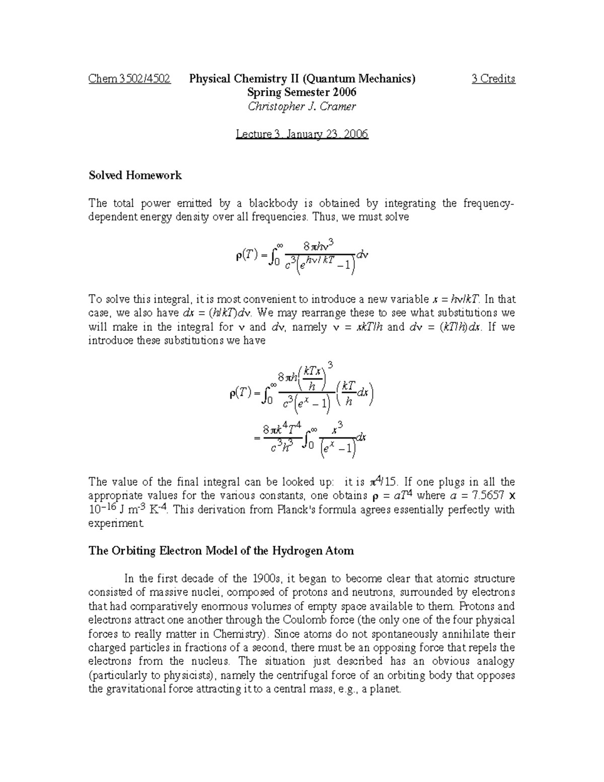 3502 lecture 03 - good note from dr cramer class from 2006 - Chem 3502/ ...