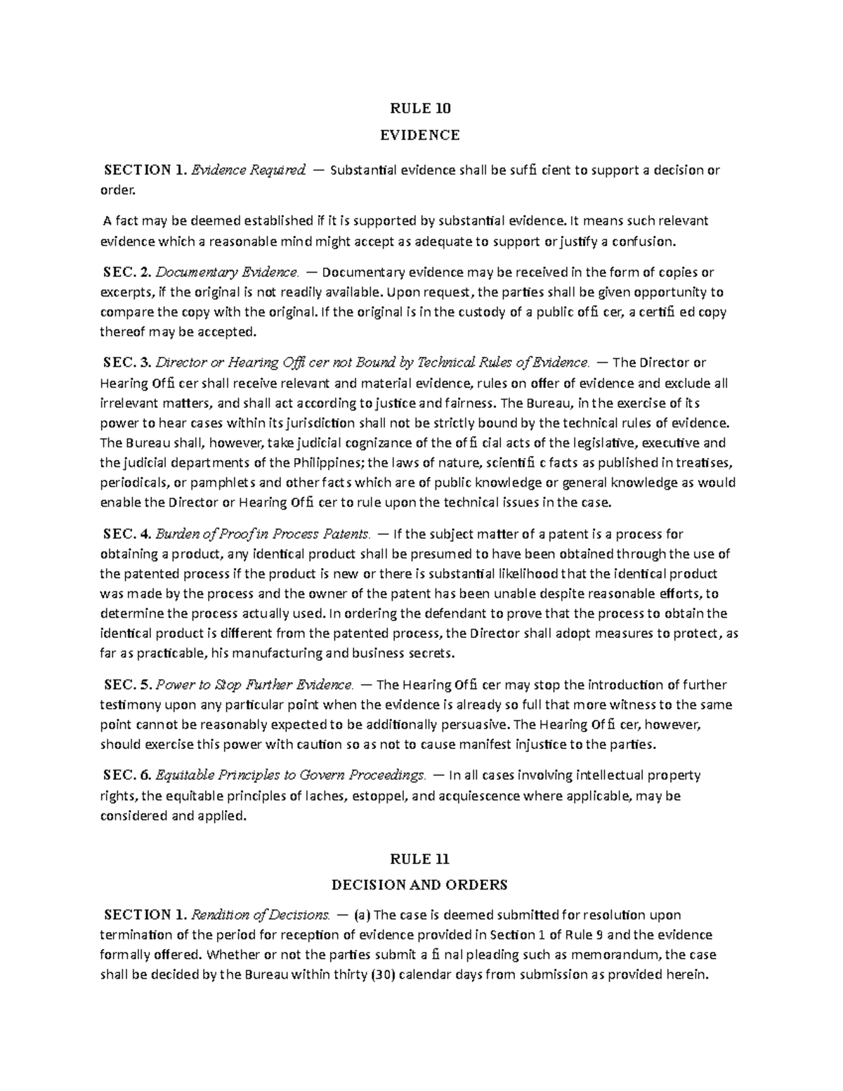 Property law m203 - RULE 10 EVIDENCE SECTION 1. Evidence Required ...