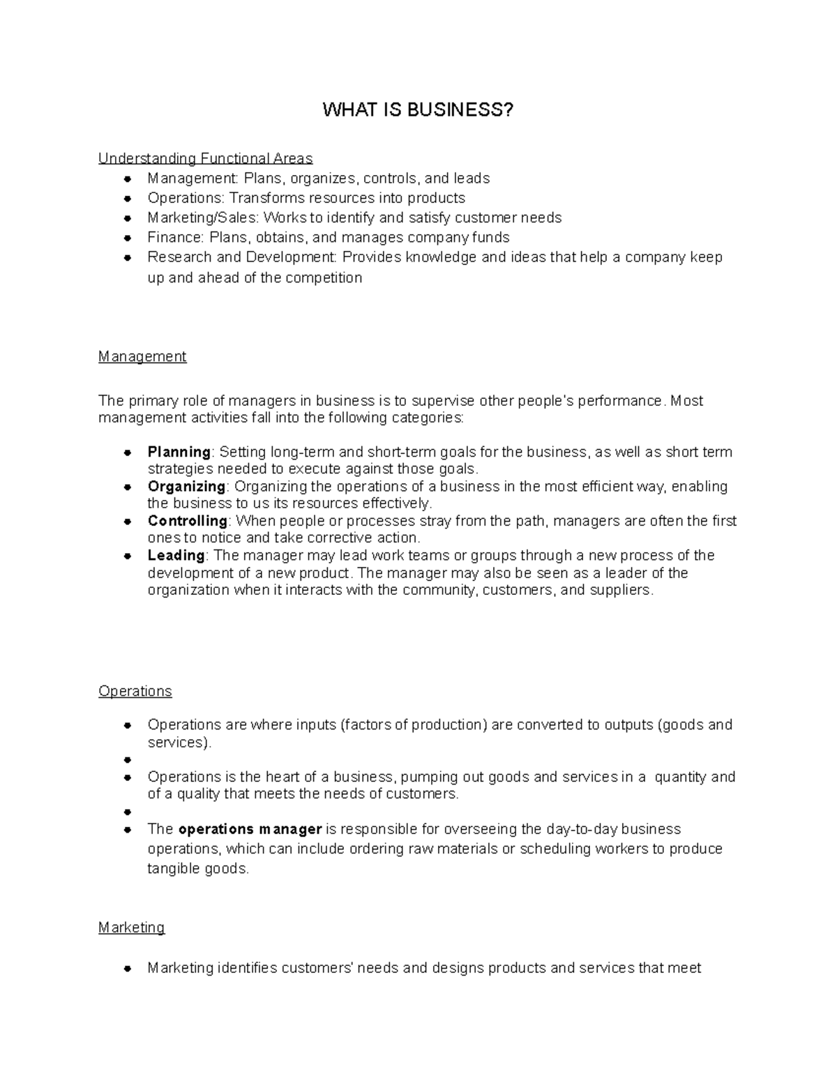 Intro to Business Chapter 1 Part 2 Notes - WHAT IS BUSINESS ...