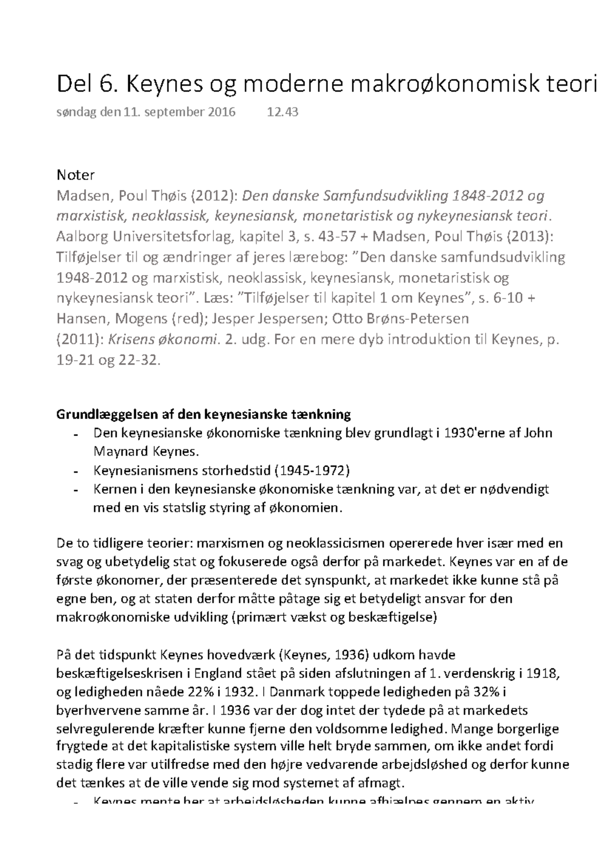 Keynes og moderne makroøkonomisk teori - Warning: TT: undefined function: 32 Noter Madsen, Poul ...