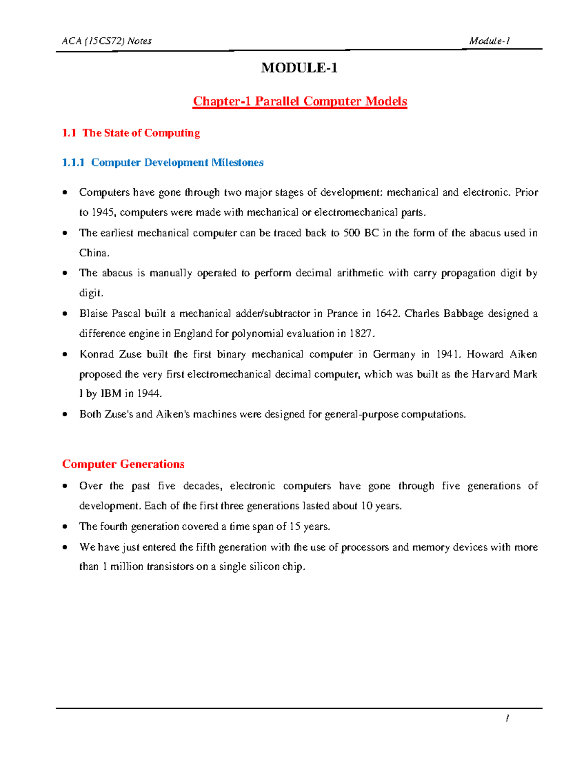 ACA 1st Module Notes - Xycicgif - MODULE- Chapter-1 Parallel Computer ...
