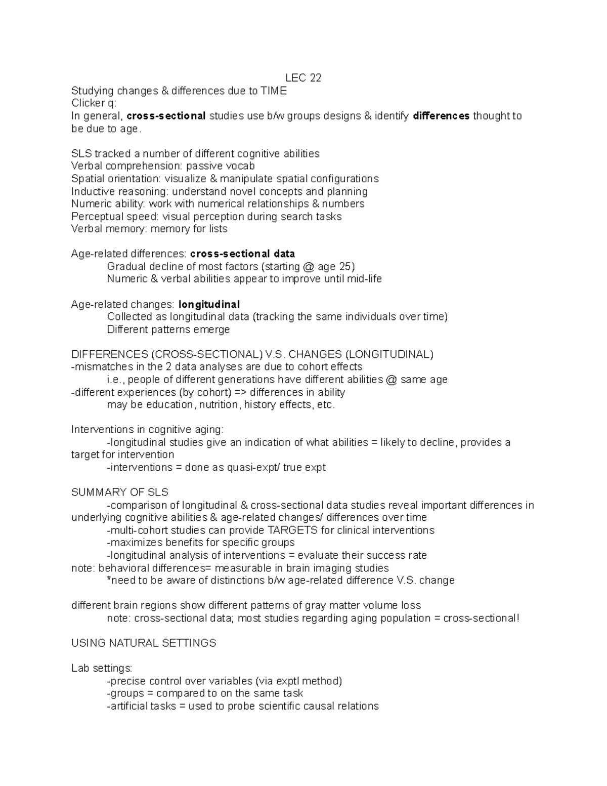 LEC 22 - Lecture notes 22 - LEC 22 Studying changes & differences due ...