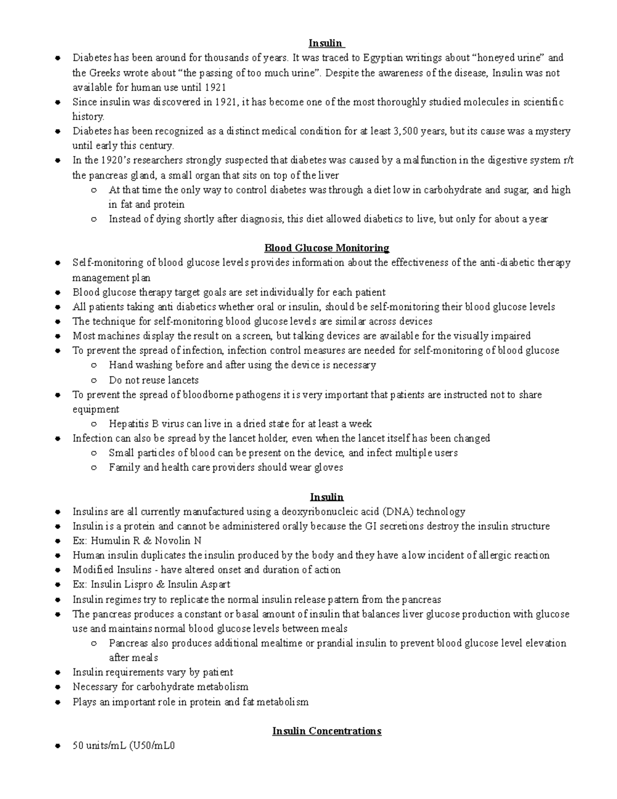 13. Diabetes 4 Insulin - Lecture notes 13 - Insulin Diabetes has been ...