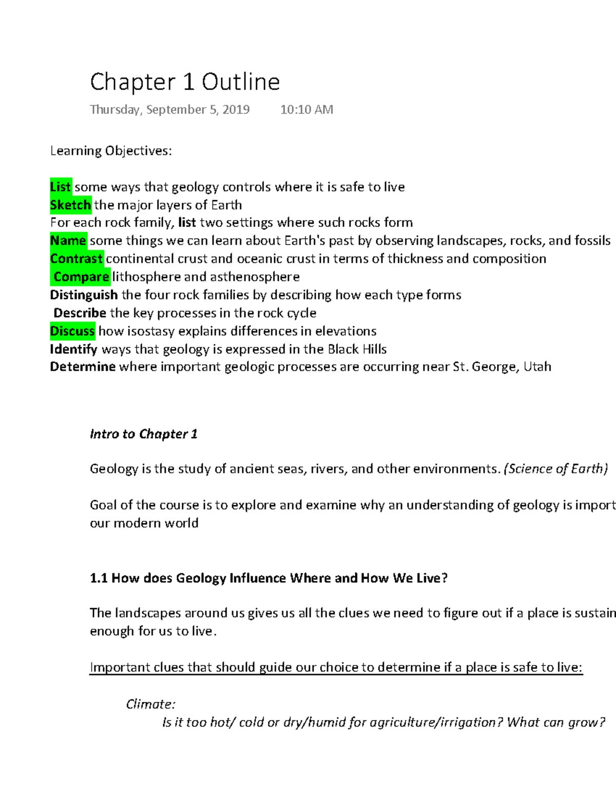 Chapter 1 Outline - Professor Gina Szablewski - Warning: TT: undefined ...