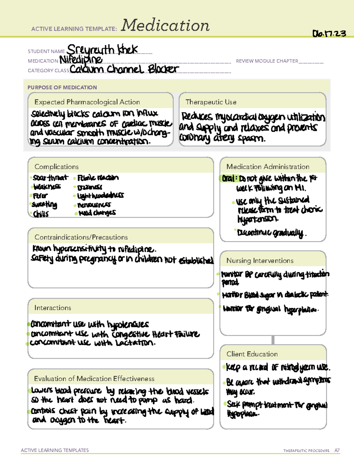Khek S Maternity Nifedipine - ACTIVE LEARNING TEMPLATES THERAPEUTIC ...
