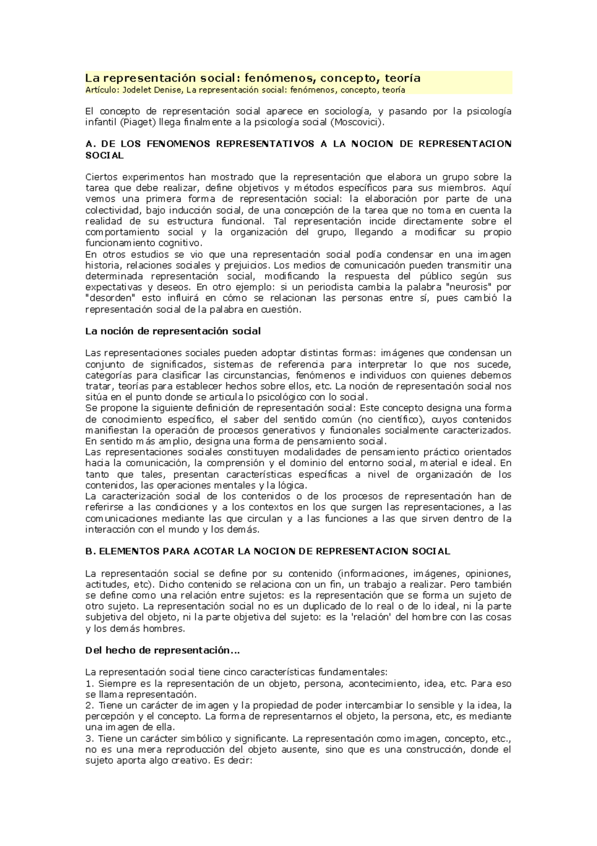 Representacion social - La representación social: fenómenos, concepto ...