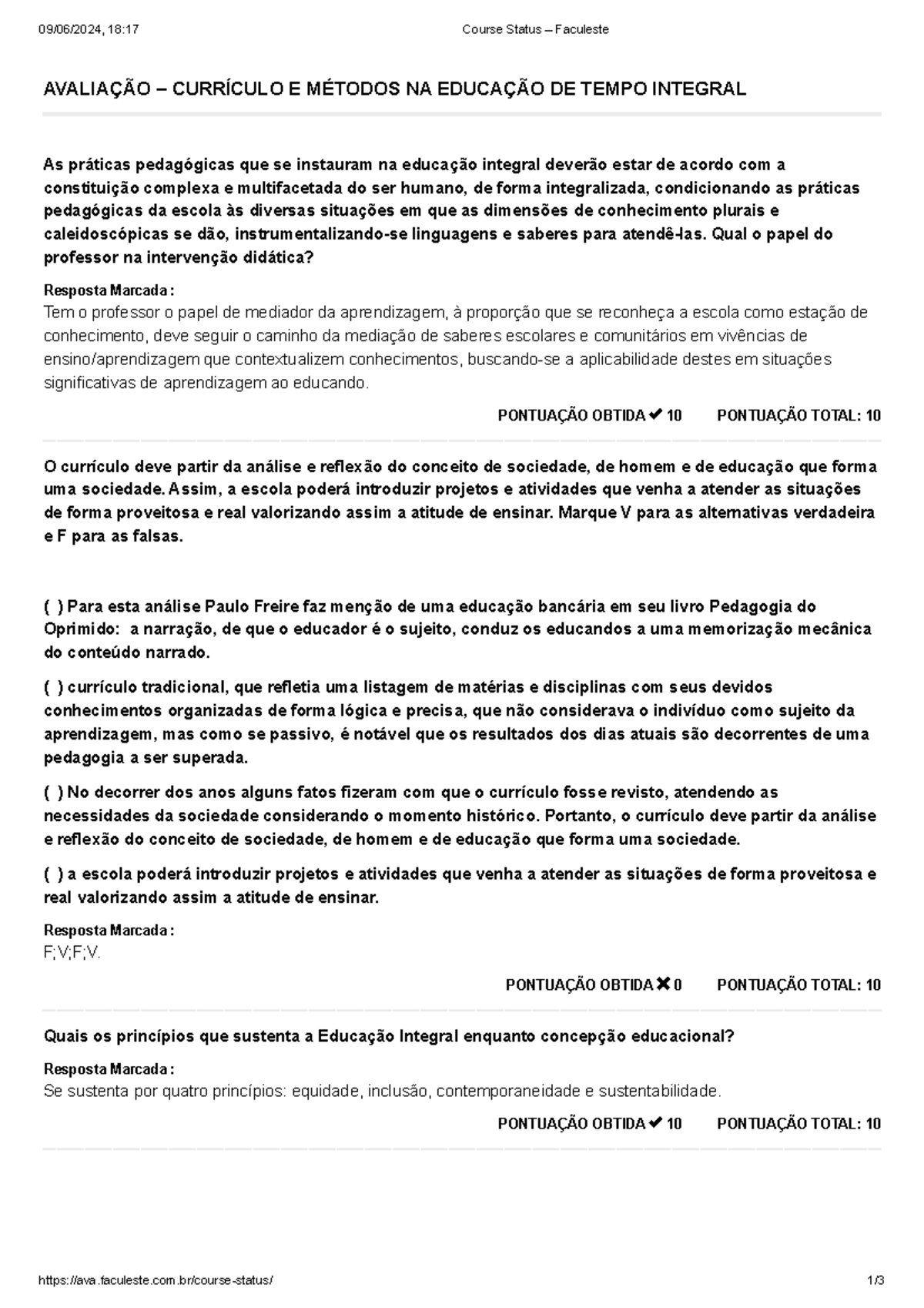 Faculeste 2 - Provas - AVALIAÇÃO – CURRÍCULO E MÉTODOS NA EDUCAÇÃO DE ...