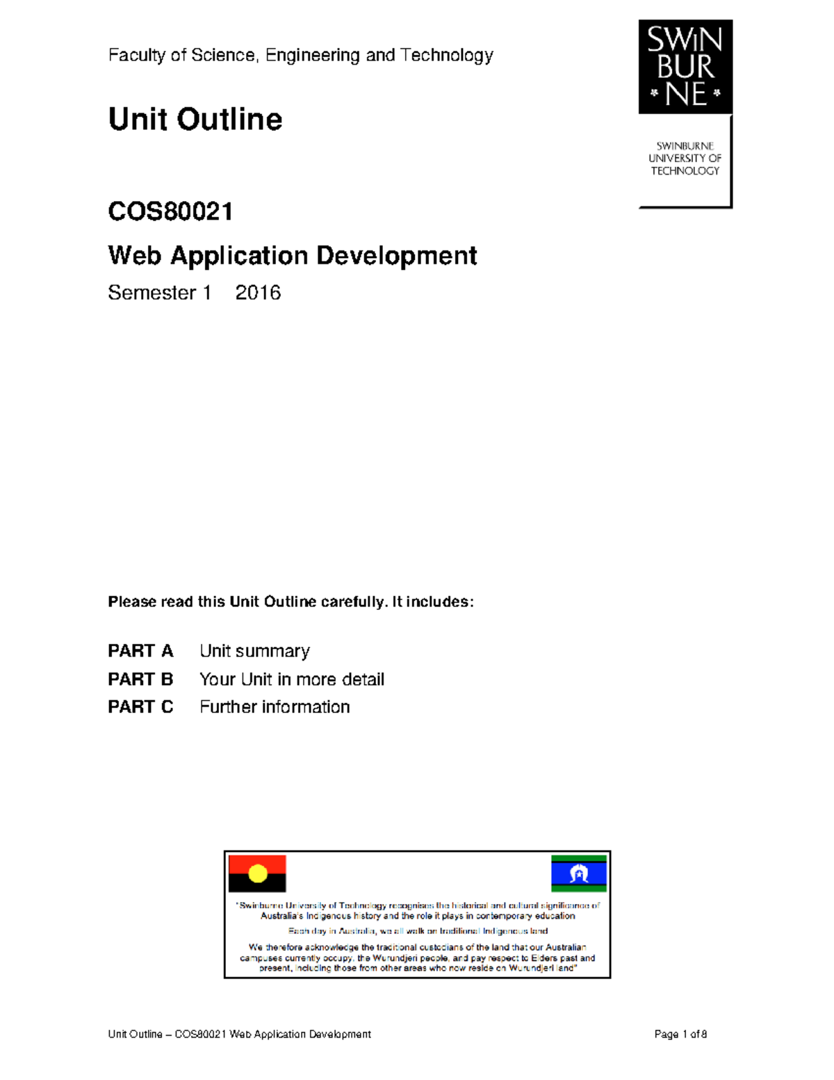 WAD COS80021 Unit Outline S1 2016 - Faculty of Science, Engineering and ...