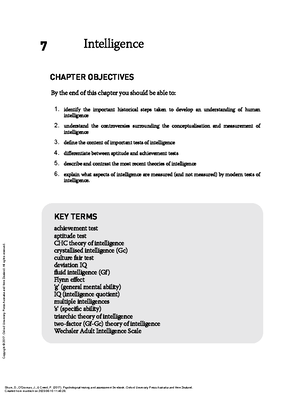 Week 8 Chapter 7 Intelligence - 7 Intelligence CHAPTER OBJECTIVES By ...