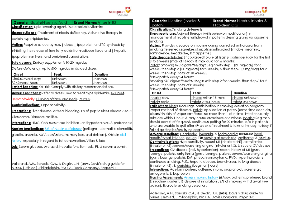 Med cards starting with N PDF - Generic: Niacin/Nicotinic Acid Brand ...