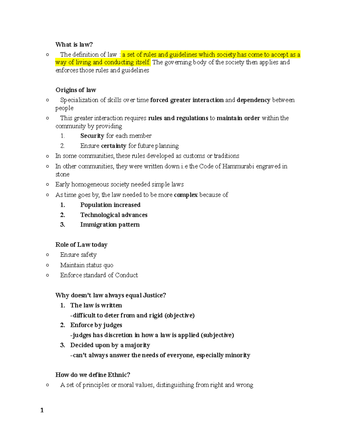 Midtermpoli 321 - midterm summary notes - What is law? o The definition ...