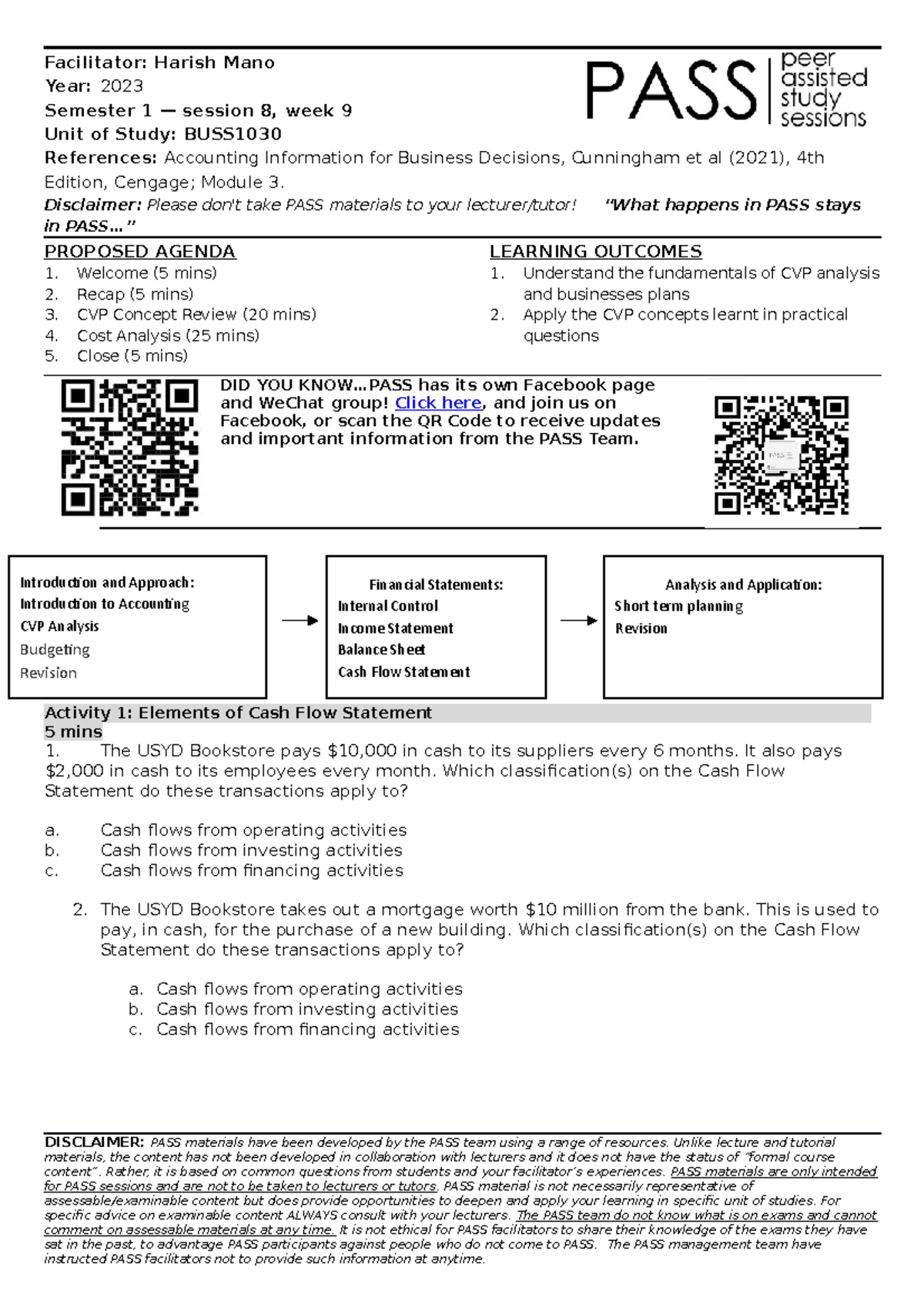 Session 10, Week 11, Cash Flow Statement, Student Copy-5 - Facilitator ...