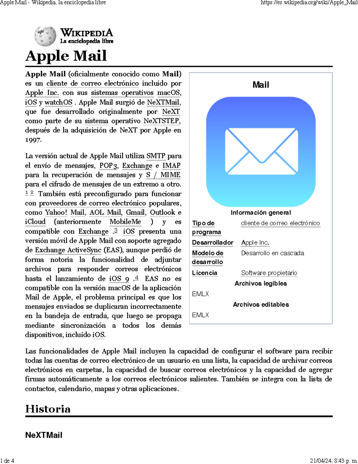 Apple Mail - Wikipedia, la enciclopedia libre - Mail Información ...