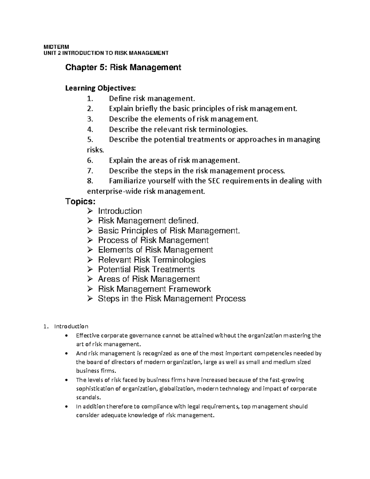 Chapter 5 Risk Management -Governance Risk Management (20240426195956) - MIDTERM UNIT 2 ...