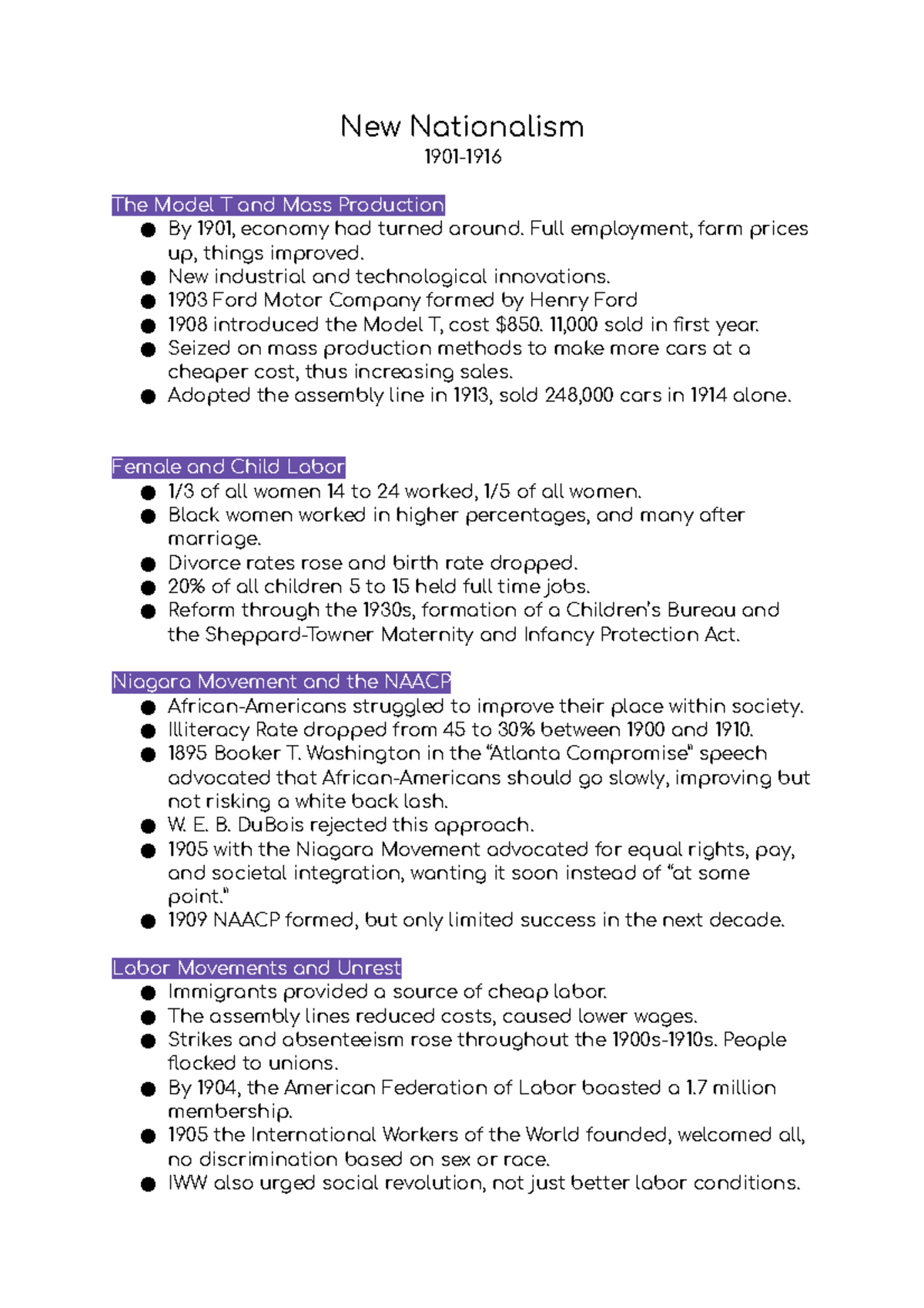 L11 - New Nationalism - New Nationalism 1901- The Model T and Mass ...