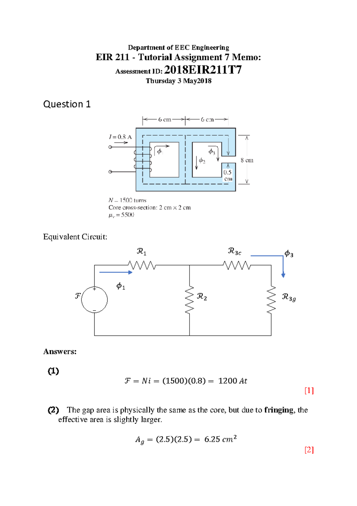 2018 EIR211T7 MEMO - Memorandum - Warning: TT: undefined function: 32 Department of EEC ...