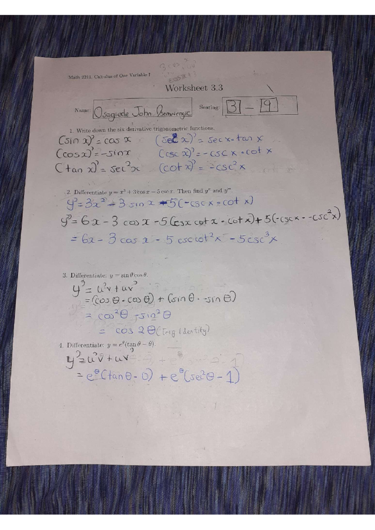 Worksheet 3 - Workseet on Calculus - Calc2211 - Studocu
