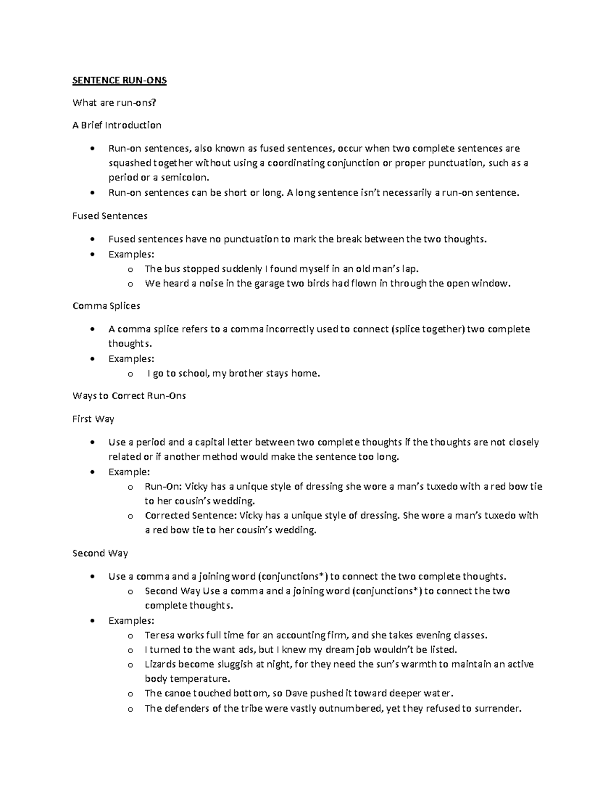 2. Sentence RUN-ONS and Subject-VERB Agreement - SENTENCE RUN-ONS What ...
