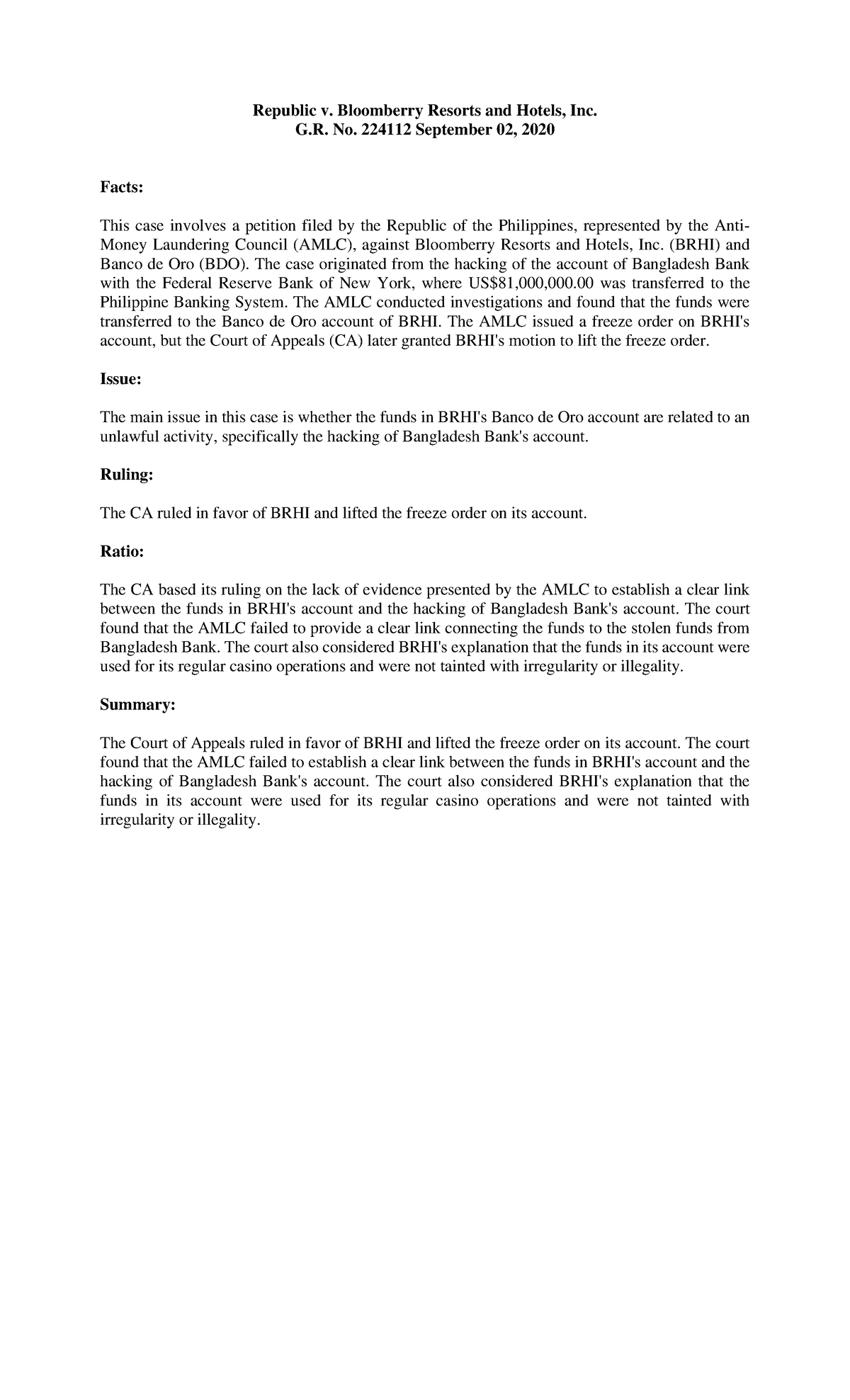 05 GR NO 224112 Republic v. Bloomberry Resorts and Hotels, Inc ...