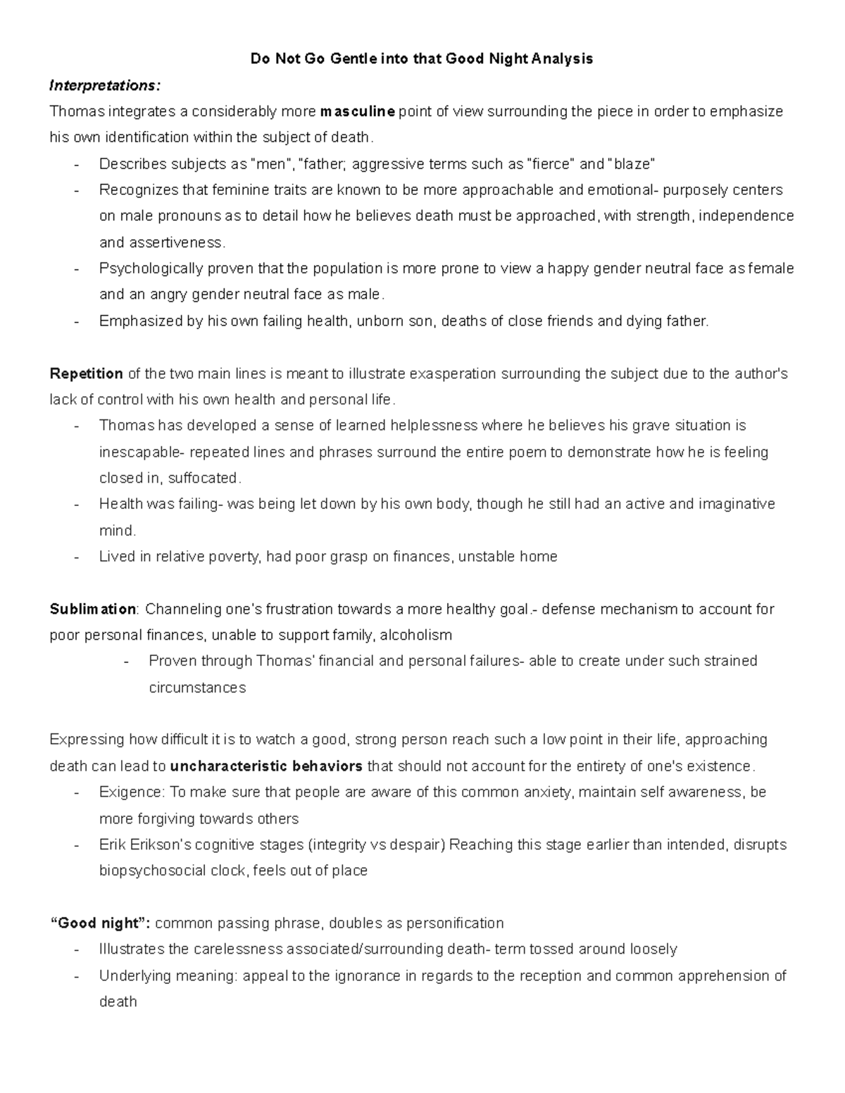 Dylan Thomas Analysis - Do Not Go Gentle into that Good Night Analysis ...