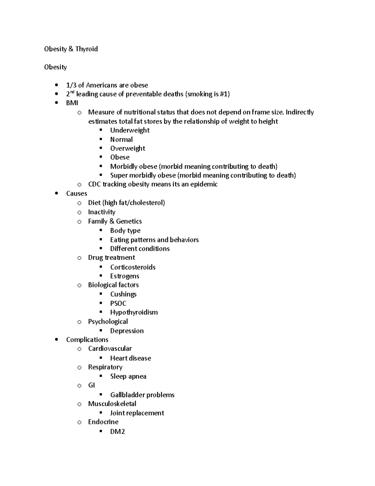 Obesity - 112 lecture notes - Obesity & Thyroid Obesity 1/3 of ...