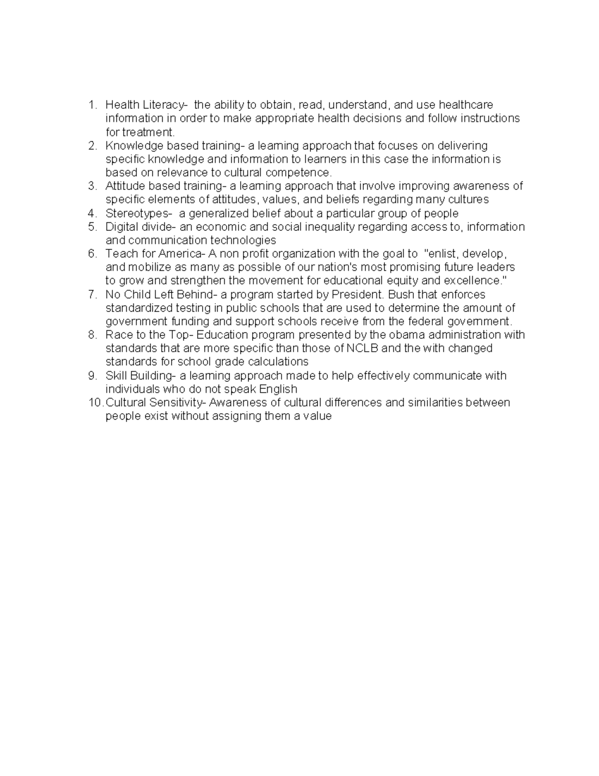 Unit 5 Vocabulary - vocab on chapter 10-12 - Health Literacy- the ...