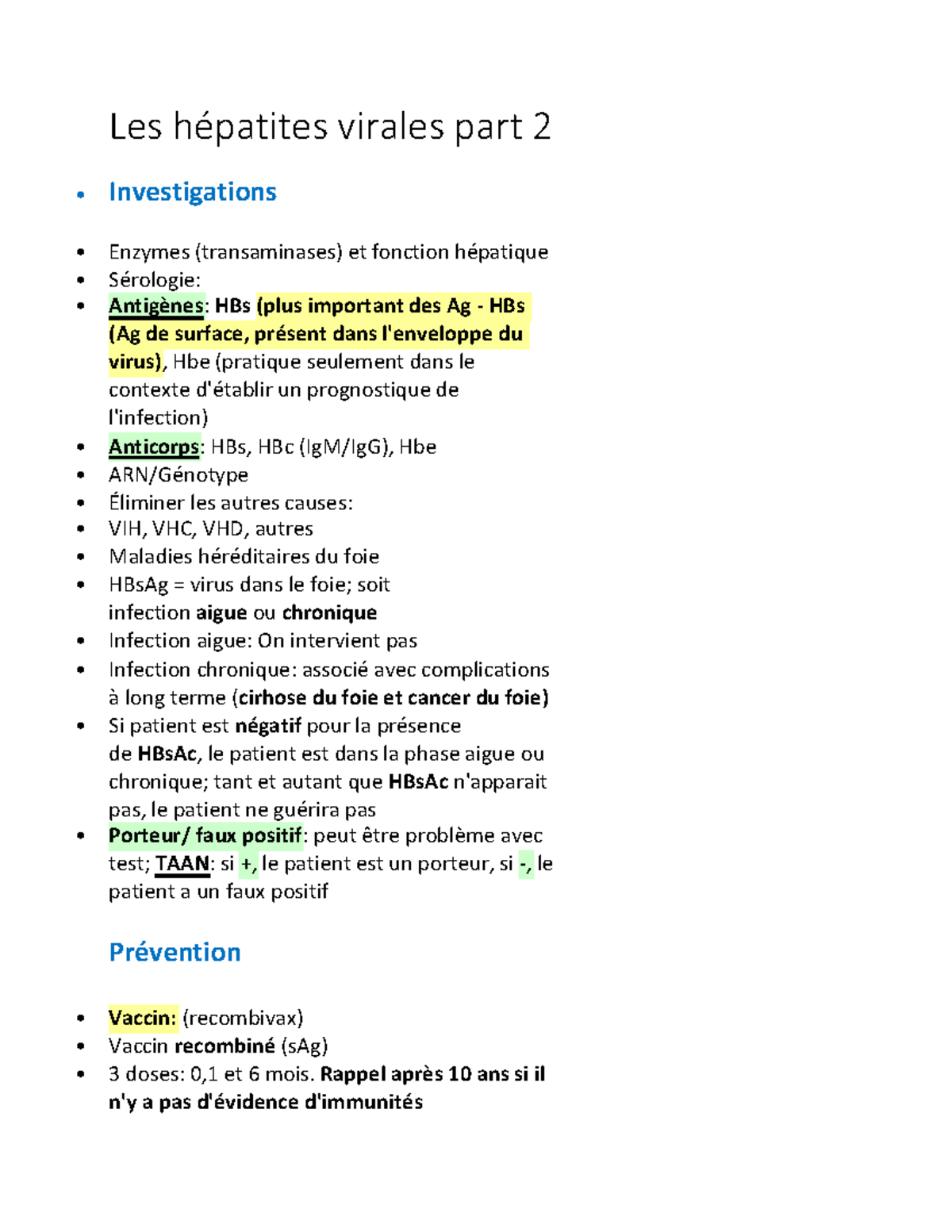 Les hépatites virales part 2 - • Investigations Enzymes (transaminases ...