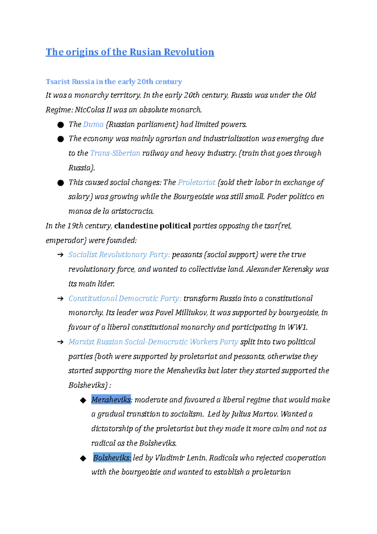 Russian Revolution - The origins of the Rusian Revolution Tsarist ...