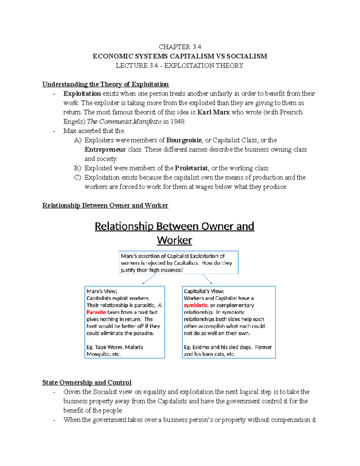 Econ Chap 3 4 Lecture Notes Chapter 3 Economic Systems Capitalism Vs Socialism Lecture 3