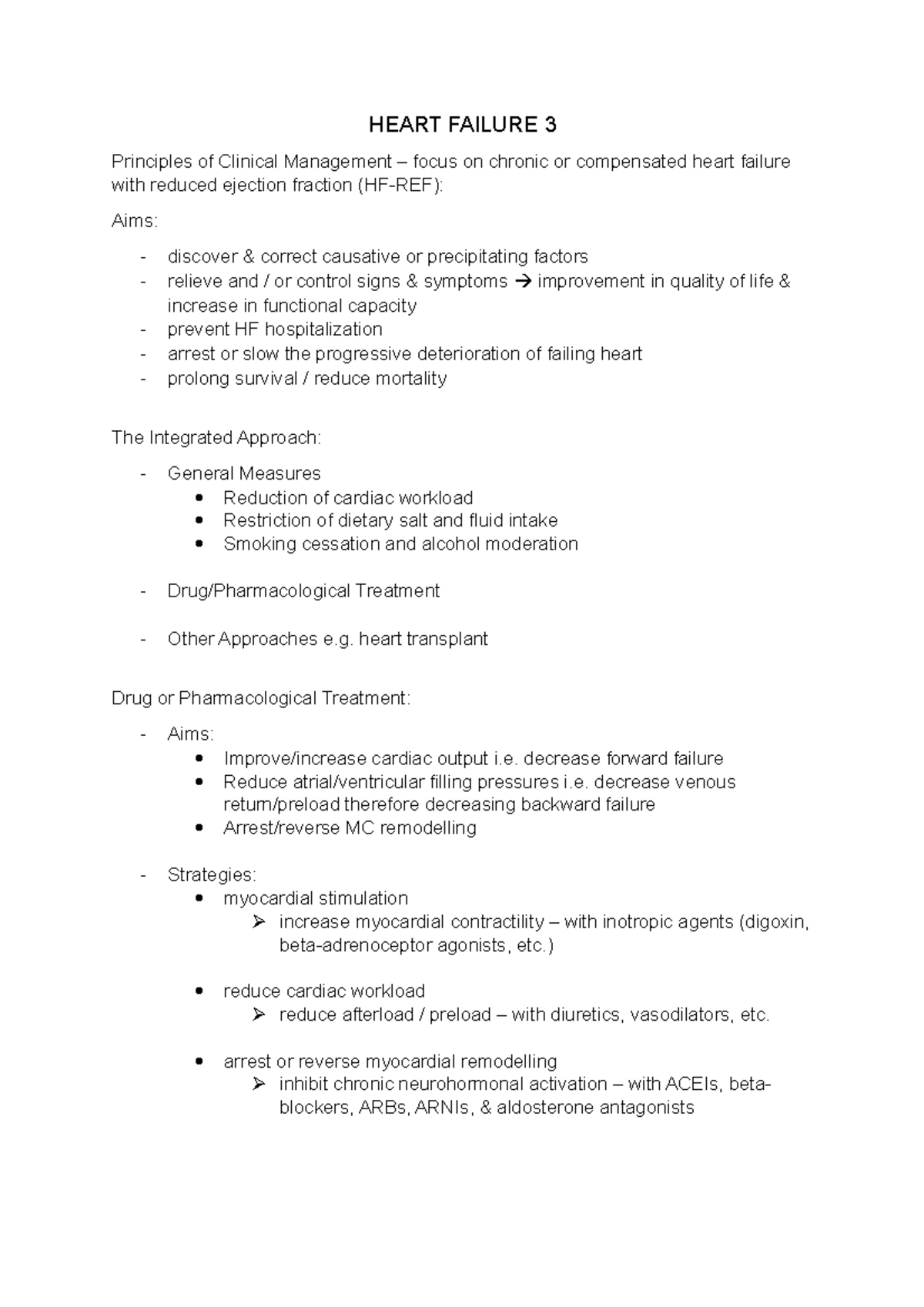 Heart Failure 3 - Lecture notes 1 - HEART FAILURE 3 Principles of ...