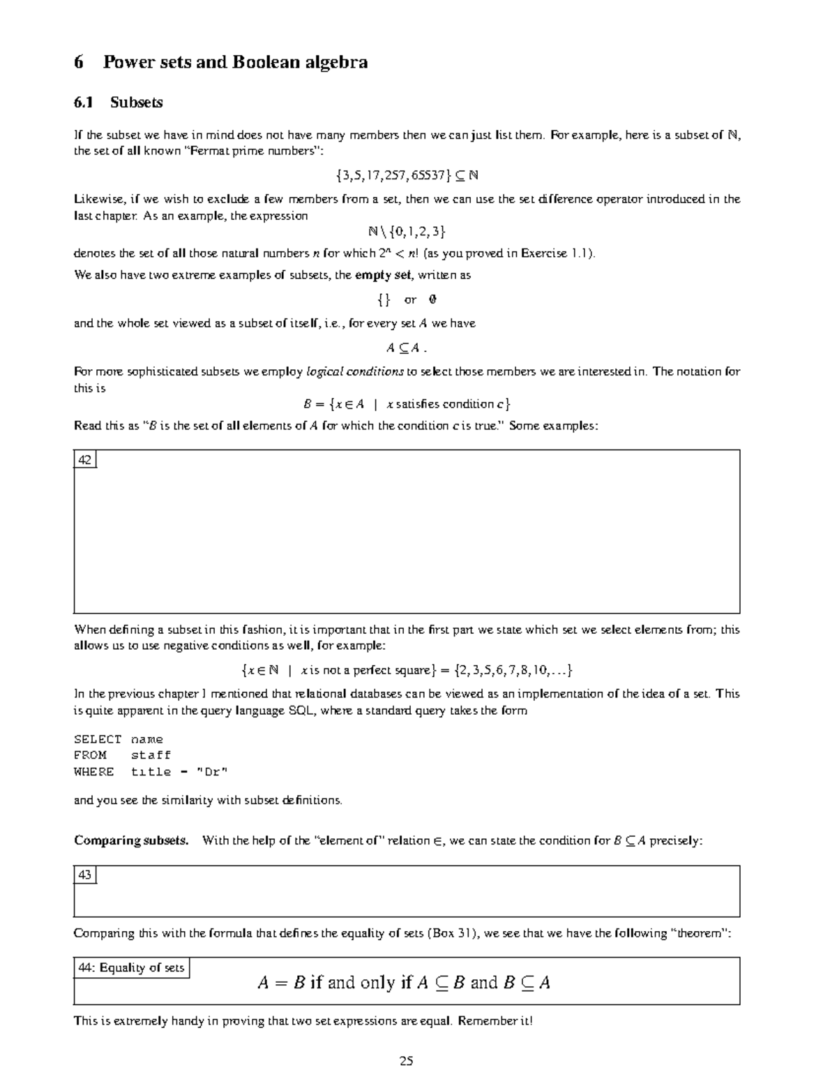 Handout 06 power sets - 6 6 Power sets and Boolean algebra Subsets If ...