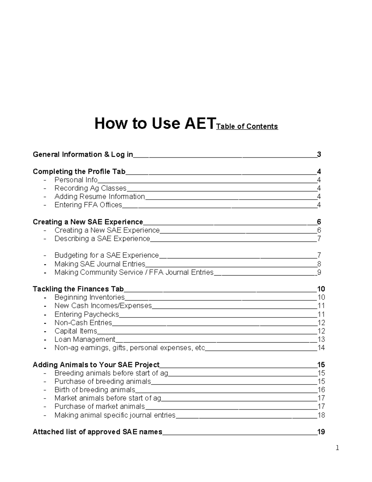 AET Student Guide - nnnnnnnnnn - How to Use AETTable of Contents ...