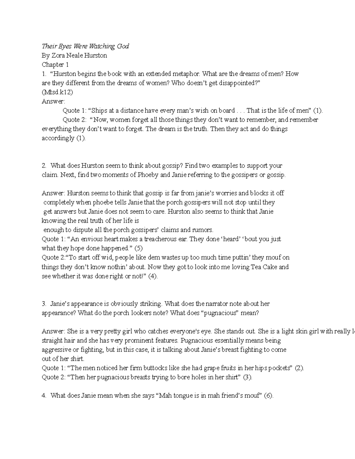 Their Eyes Were Watching God Quotes Chapter 1