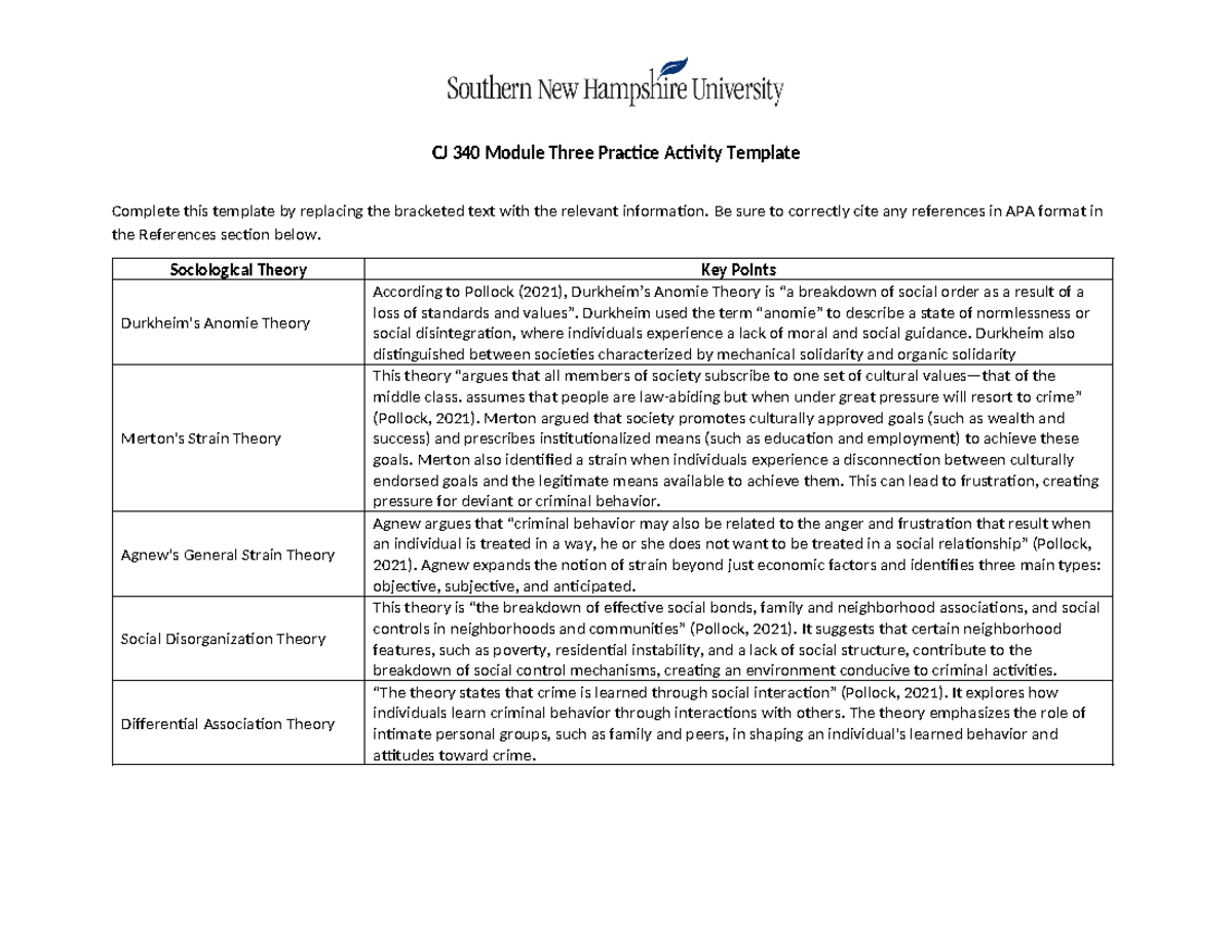 CJ 340 Module Three Practice Activity Template - CJ 340 Module Three ...