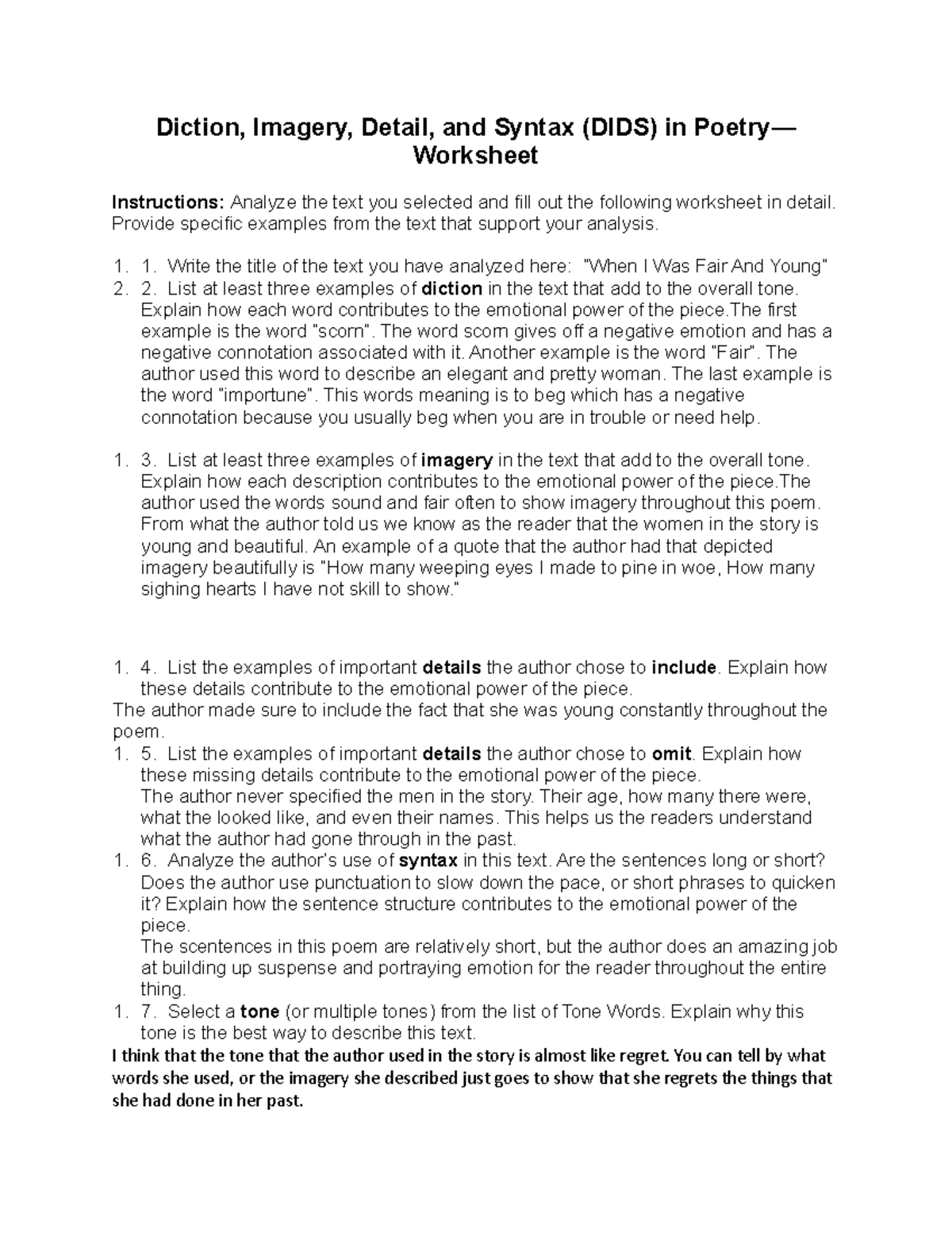 1.05 english assignment - Diction, Imagery, Detail, and Syntax (DIDS ...