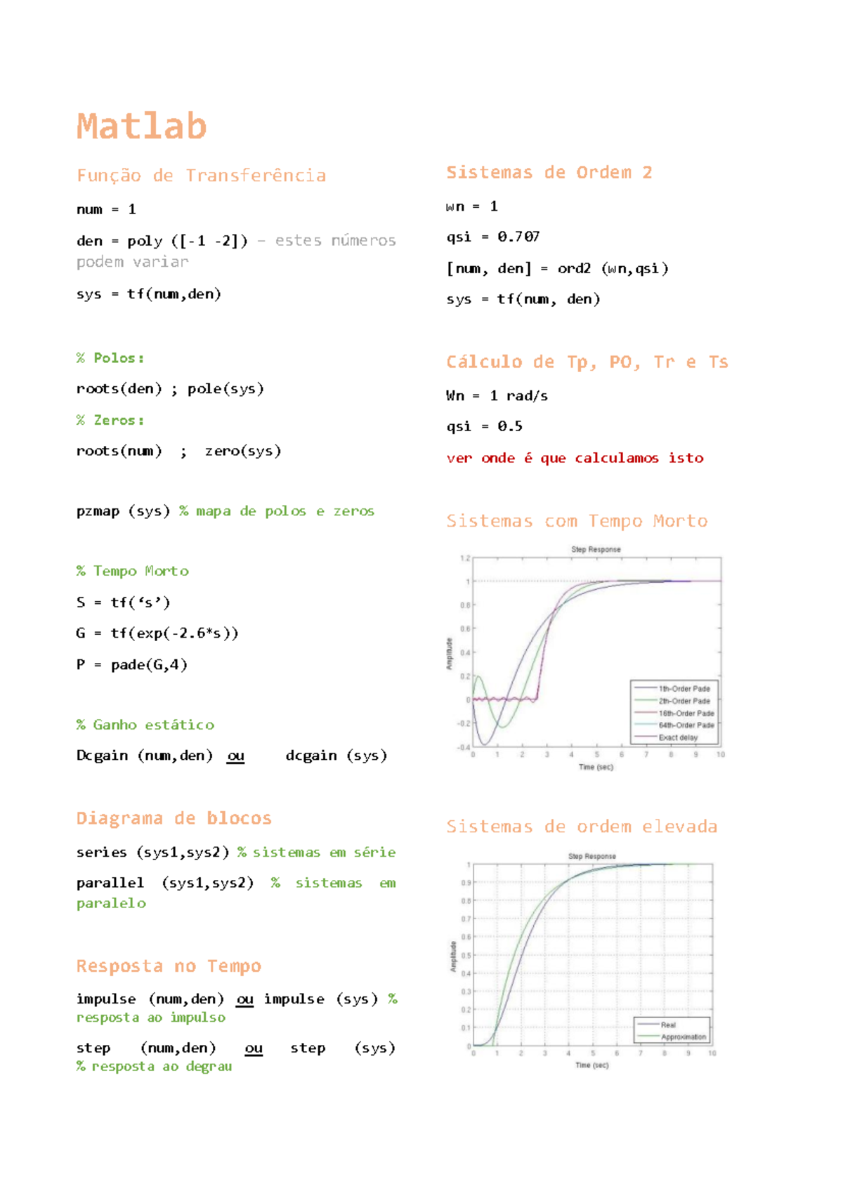 Códigos Matlab ICA 2023 - Matlab Função de Transferência num = 1 den ...
