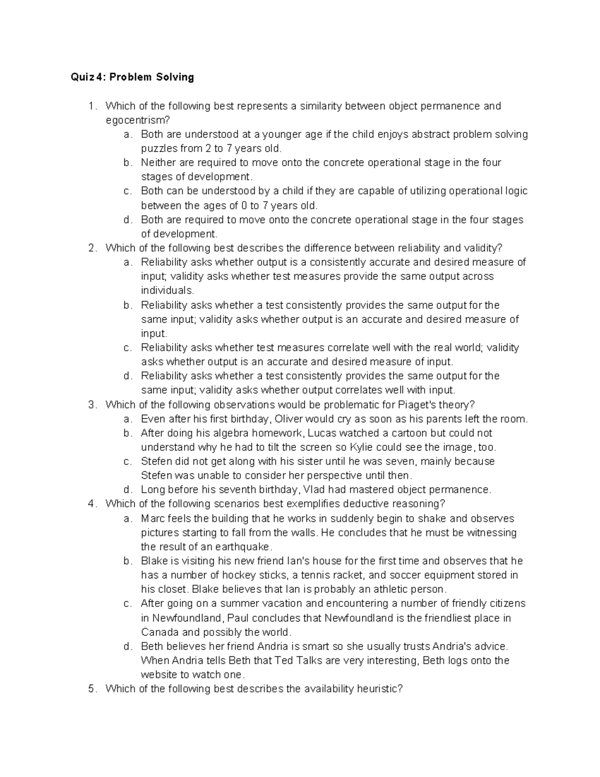 Quiz 4 Problem Solving - Quiz practice materuals - Quiz 4: Problem ...