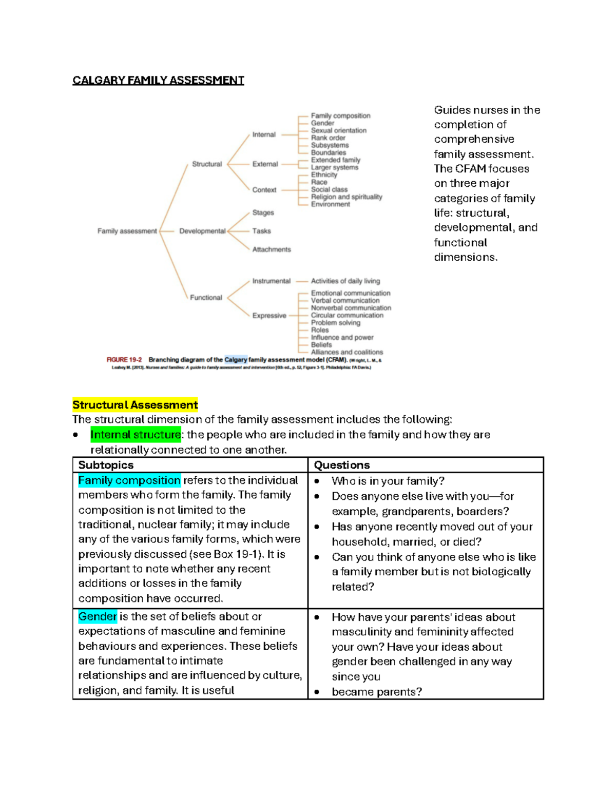 CFAM Assessment - CALGARY FAMILY ASSESSMENT Guides nurses in the ...